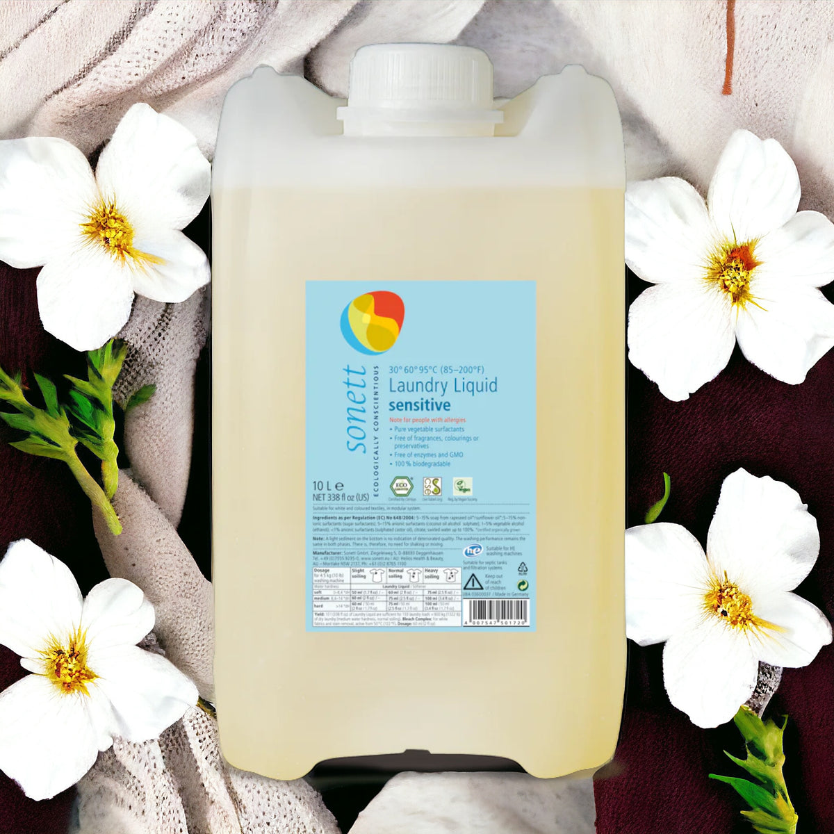 Sonett Organic Laundry Liquid Sensitive (2.6 gal/10L) — Nature Capital ...