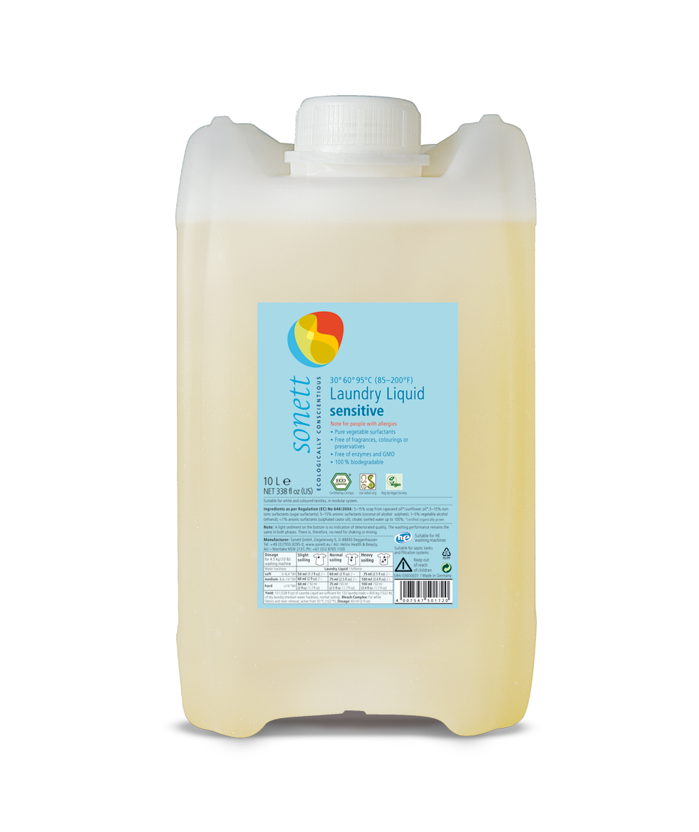Sonett Organic Laundry Liquid Sensitive (2.6 gal/10L) — Nature Capital ...